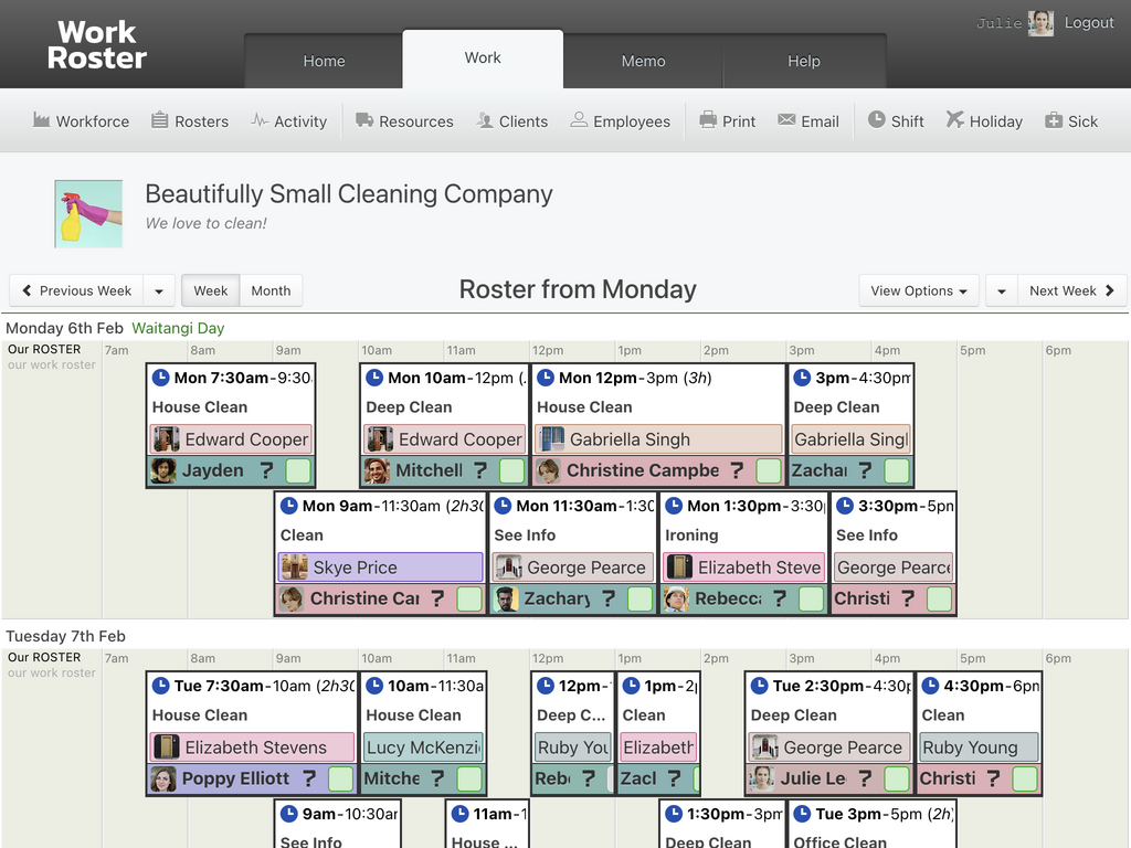 Roster & Shift Planning for Cleaners with WorkRoster