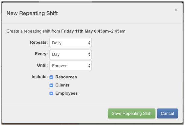 How to use Repeating Shifts — WorkRoster Docs